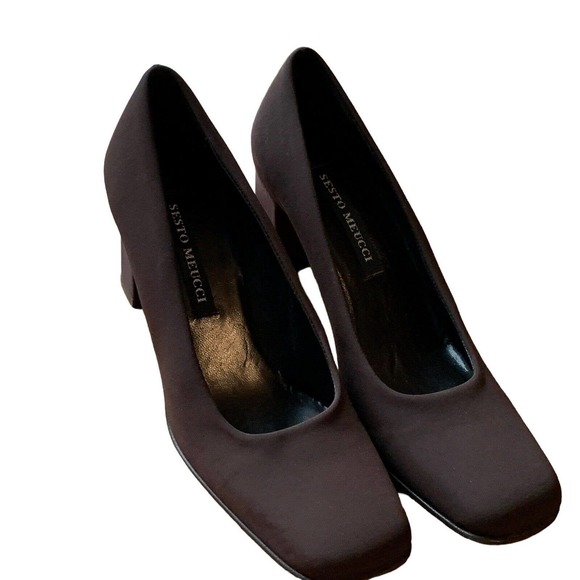 Sesto Meucci | Shoes | Sesto Meucci Pumps Shoes Brown Satin Leather ...